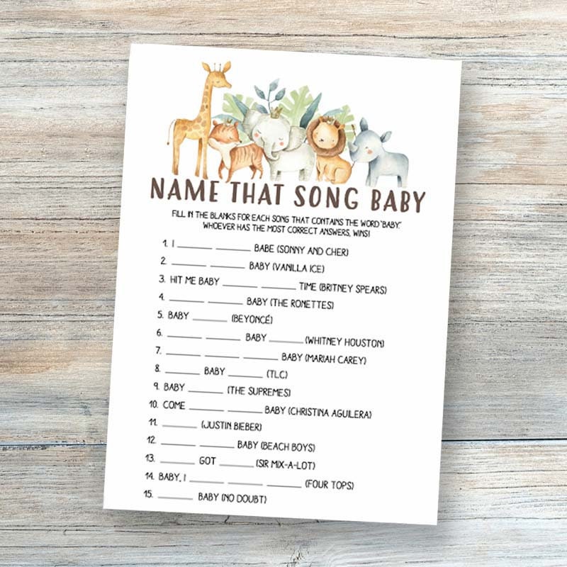 Name That Baby Tune Name the Baby Song Safari Baby Shower - Etsy