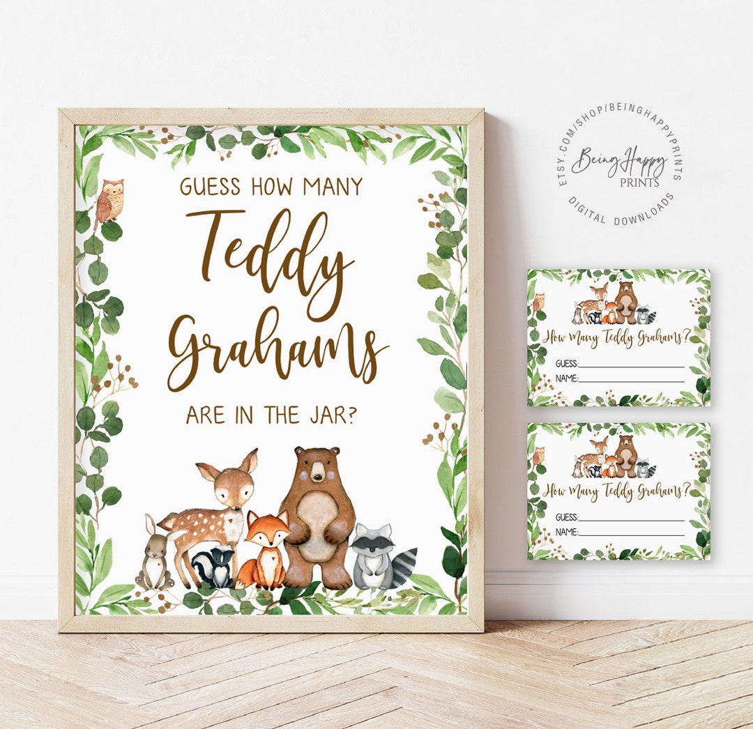 Guess How Many Bears Are in the Jar Sign Card Woodland Guess How Many ...