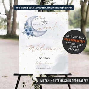 Over the Moon Baby Shower Welcome Sign, Welcome Sign, Baby Shower Sign ...