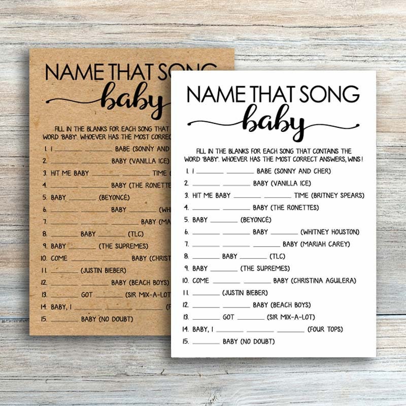 Name That Baby Tune Name That Baby Song Funny Baby Shower - Etsy