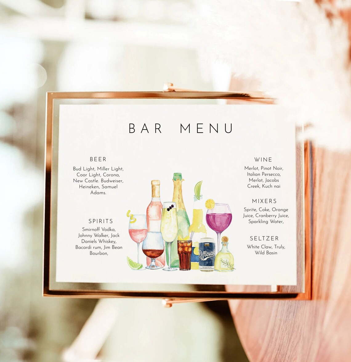 Bar Menu Template Modern Editable Drink Menu Template | Etsy