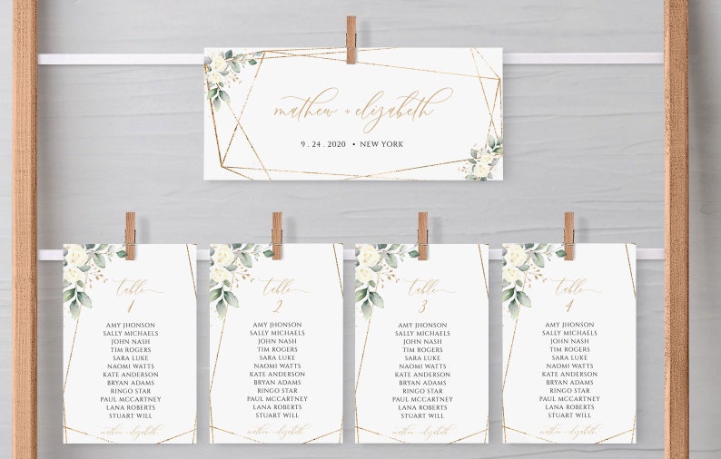 Wedding Seating Chart Cards Template Seating Chart Wedding | Etsy