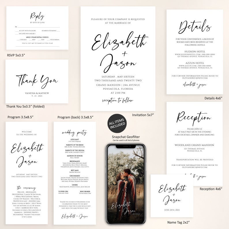 Editable Wedding Invitation Set Template INSTANT DOWNLOAD | Etsy