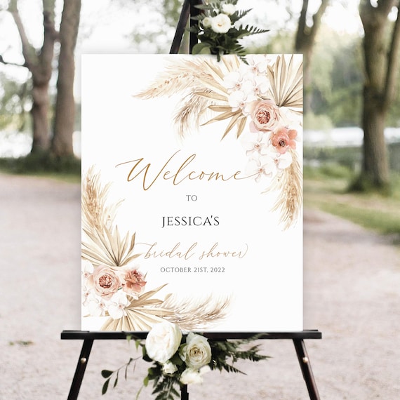 Boho Floral Bridal Shower Welcome Sign Template Boho Bridal - Etsy