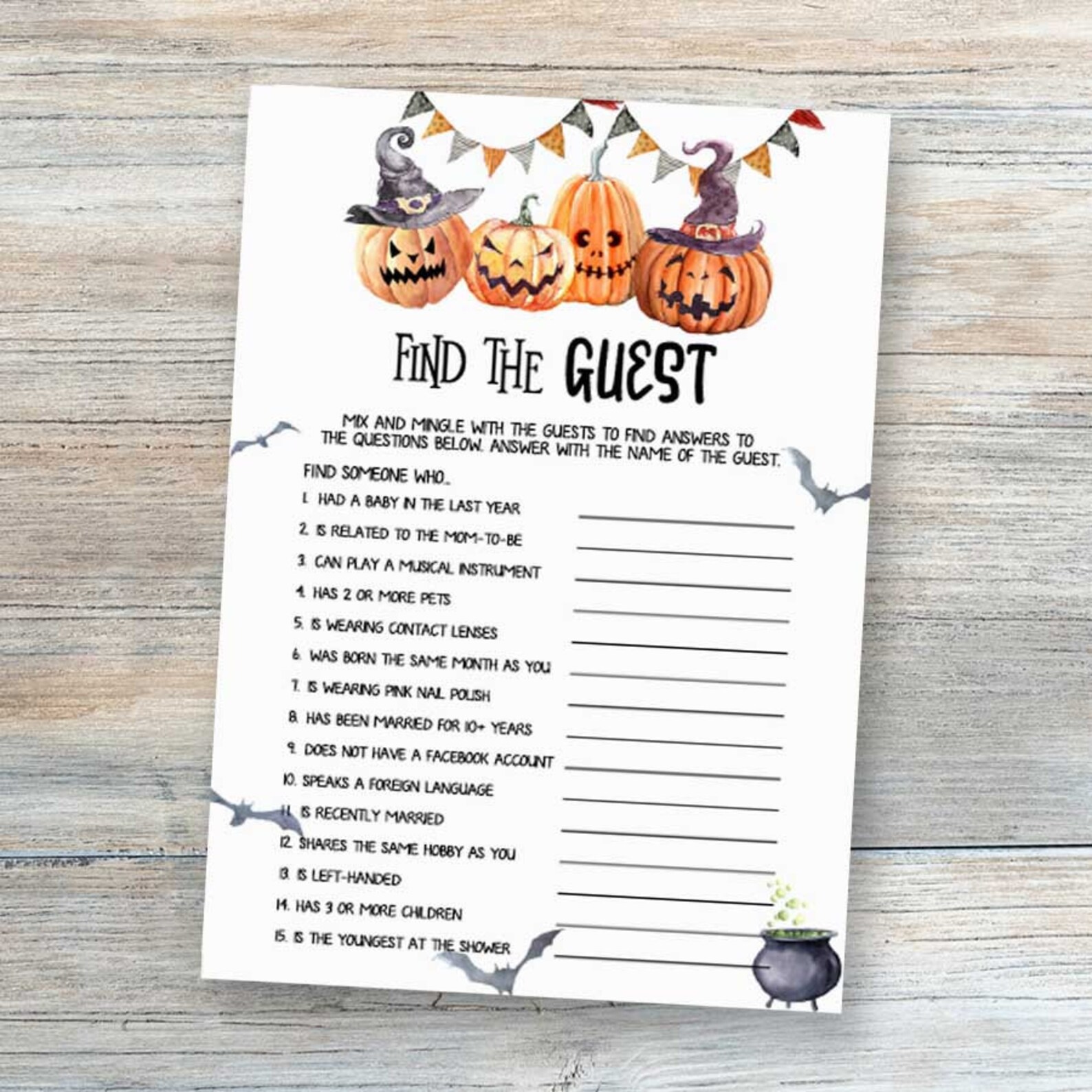 Halloween Find The Guest Baby Shower Games Find the Guest | Etsy
