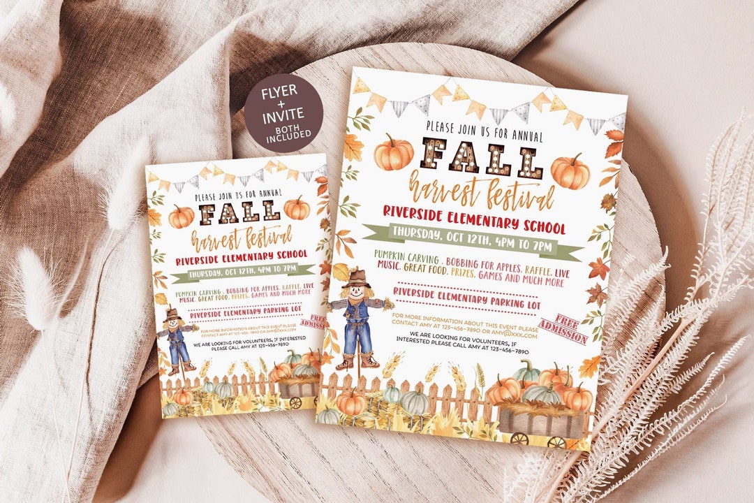 Editable Fall Festival Invitation, Fall Harvest Invite, Community Fall ...