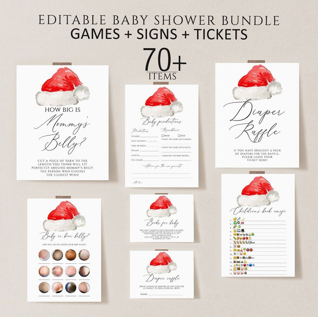 Christmas Baby Shower Games Bundle, Santa Baby Shower Games, Winter ...