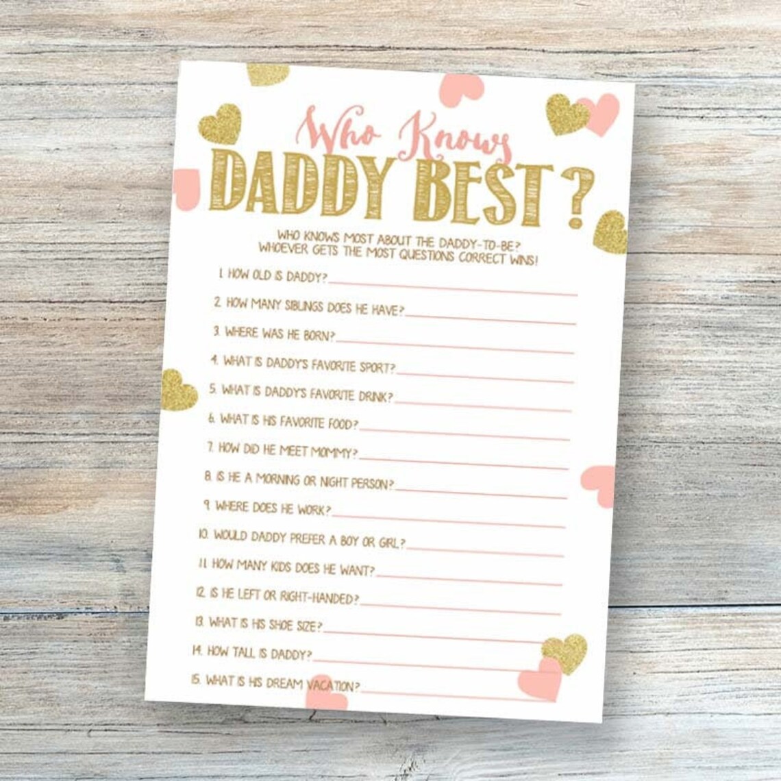 Who Knows Daddy Best Game How Well Do You Know Daddy Daddy - Etsy
