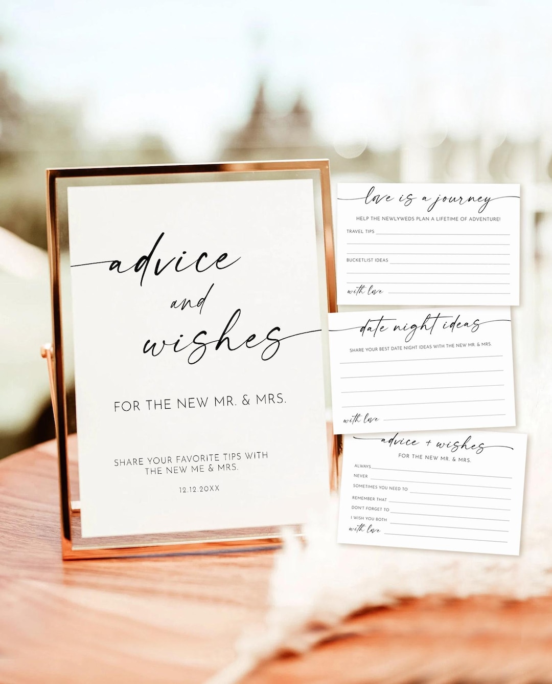 Wedding Advice and Wishes Cards, Advice and Wishes Sign for Bride and ...