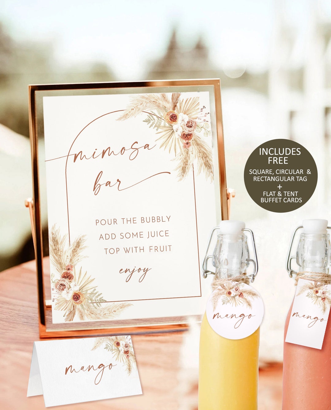 Mimosa Bar Sign Download, Printable Mimosa Sign, Mimosa Juice Label ...