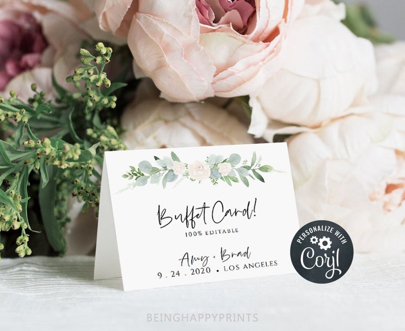 Buffet Card Template Buffet Cards Food Label Boho Floral | Etsy