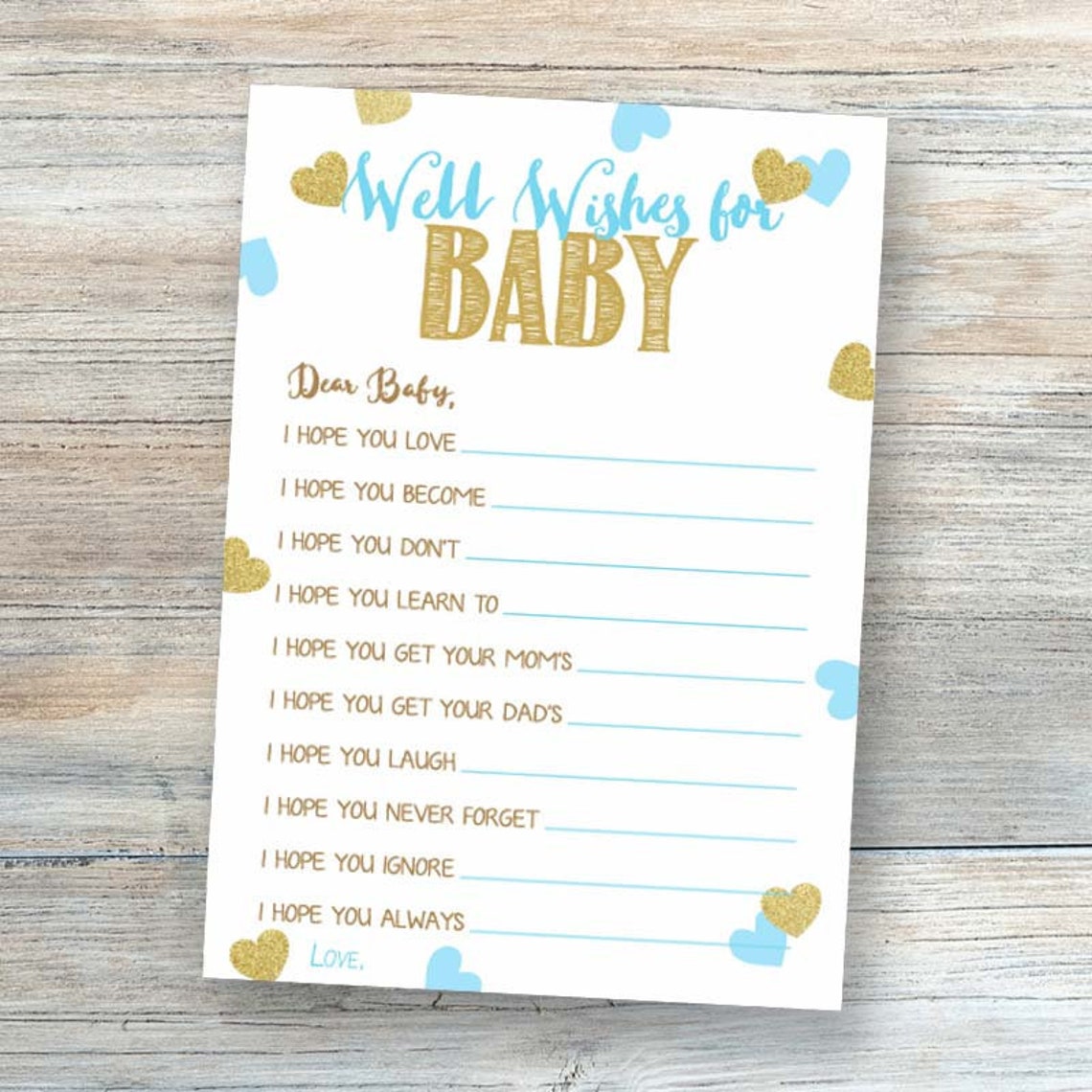 Blue Wishes for Baby Baby Boy Baby Shower Blue Baby Shower | Etsy