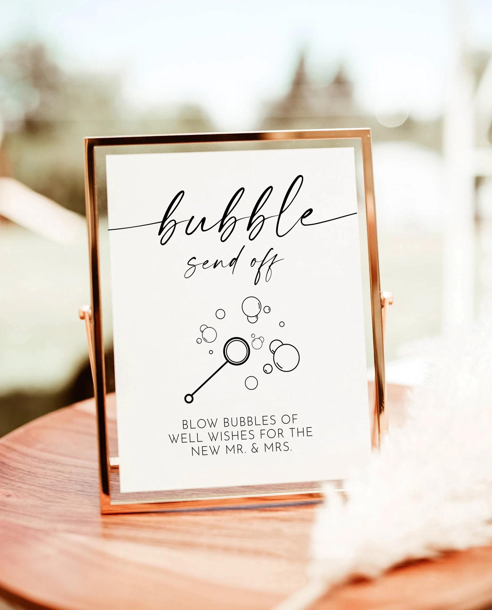 Bubble Send off Wedding Sign Printable, Newlywed Send off Sign, Modern ...