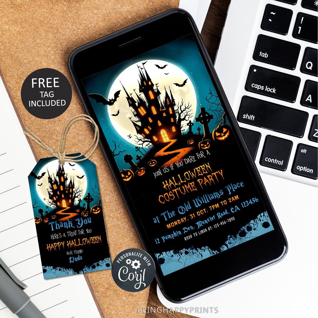 Digital Halloween Party Invitation, Halloween Birthday Evite, Editable ...