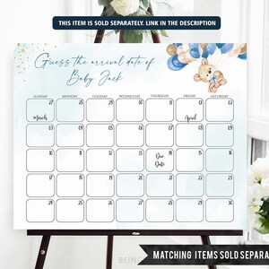 Editable Teddy Bear Baby Shower Welcome Sign, Blue Balloon Baby Shower ...