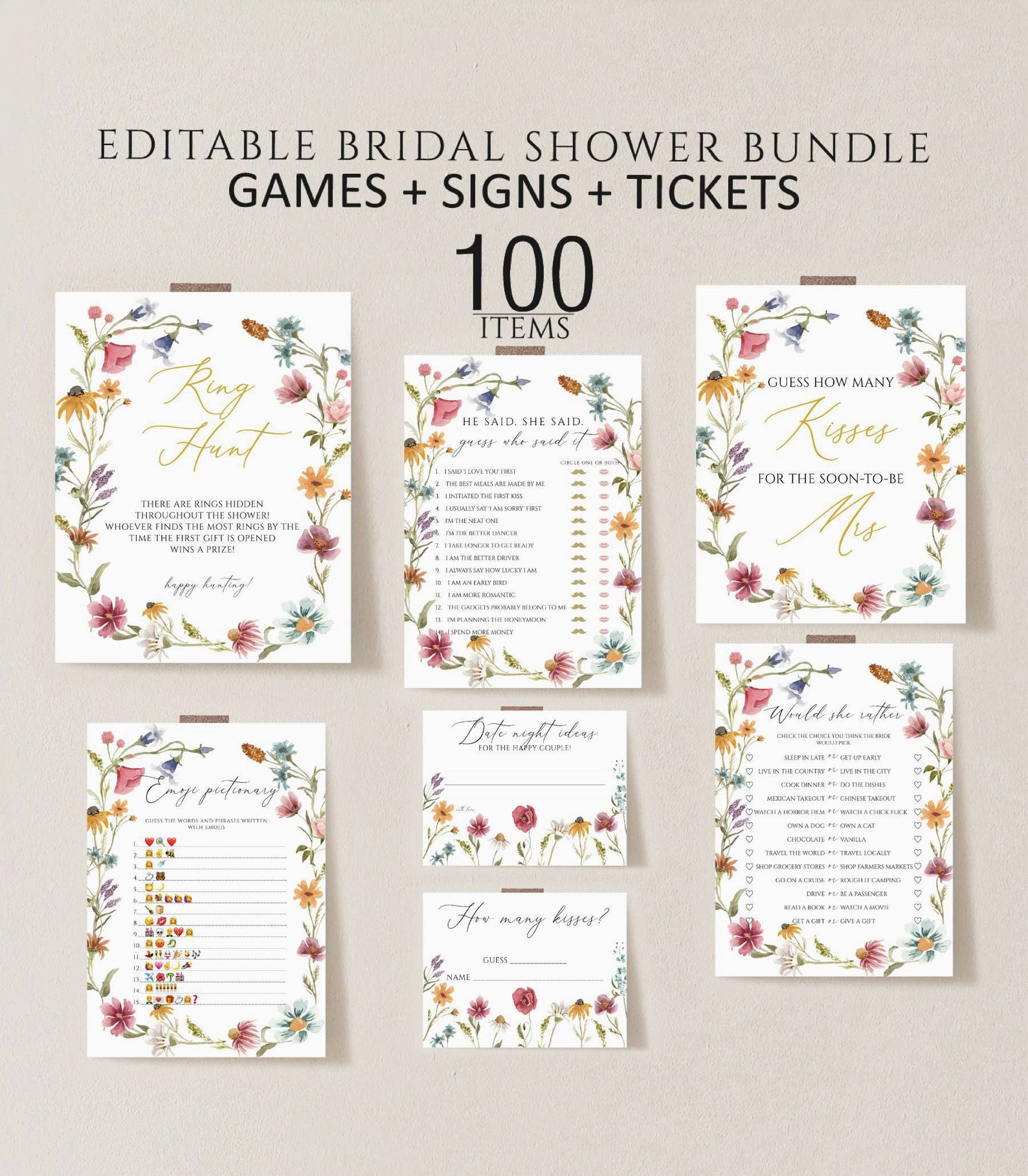 Wildflower Bridal Shower Games Printable Bridal Shower Games - Etsy