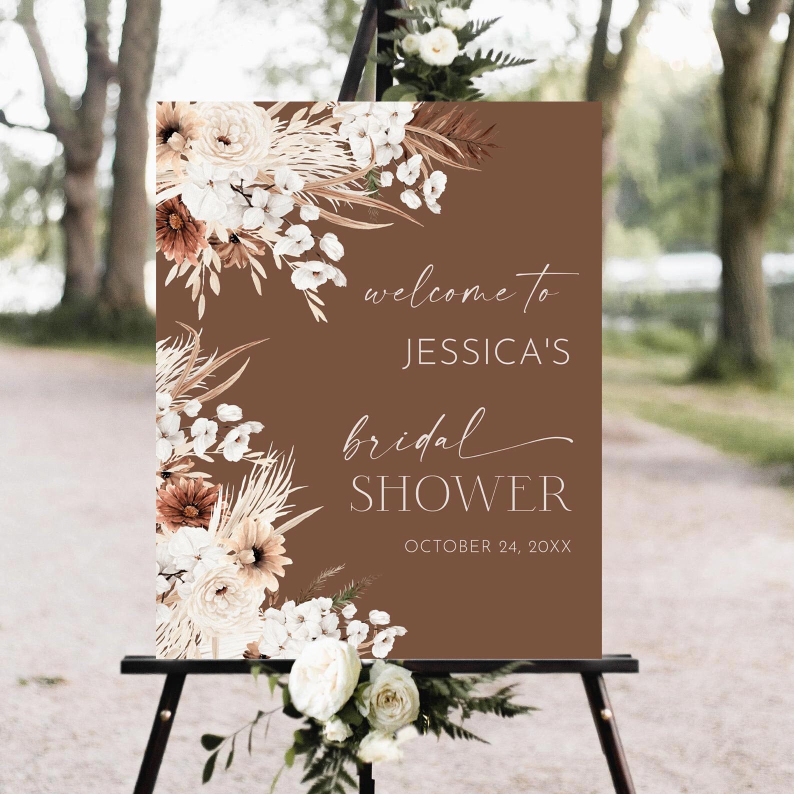Boho Floral Bridal Shower Welcome Sign Template Boho Bridal - Etsy