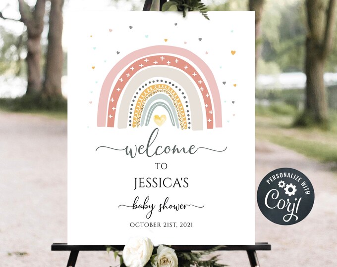 Rainbow Baby Shower Welcome Sign Welcome Sign Baby Shower - Etsy