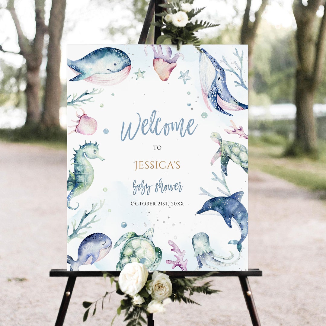 Under the Sea Baby Shower Welcome Sign, Ocean Baby Shower Welcome Sign ...