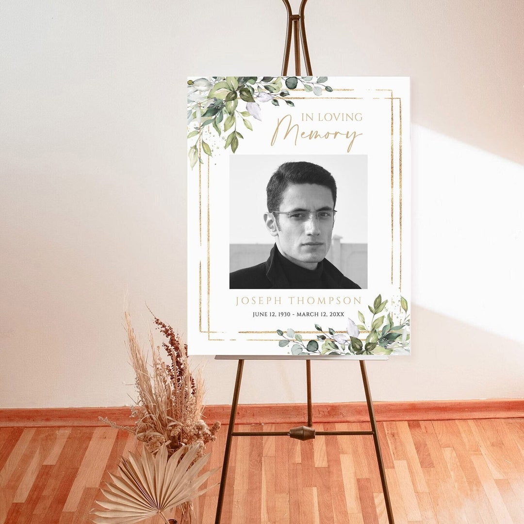 Greenery Funeral Sign, Memorial Sign, Celebration of Life Welcome Sign ...