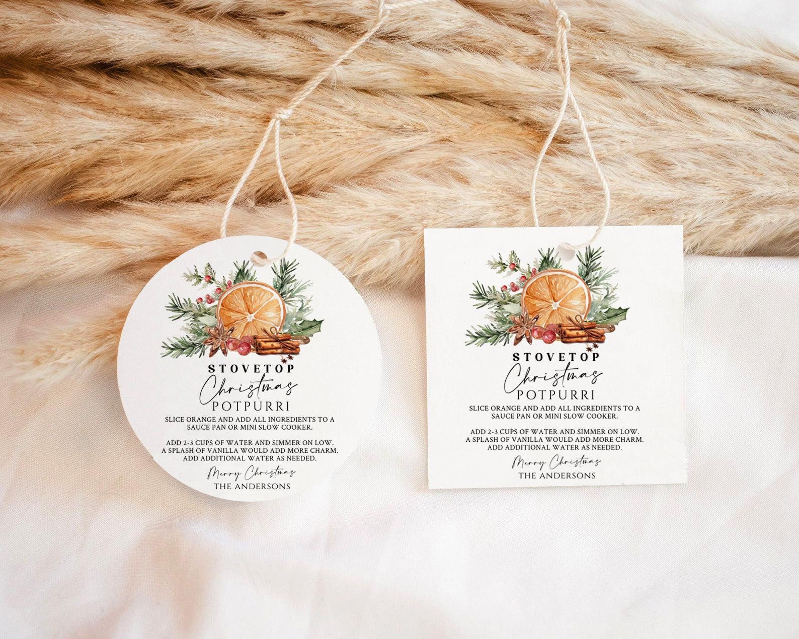 Stovetop Potpourri Christmas Gift Tag Teacher Gift Label Neighbor Gift ...
