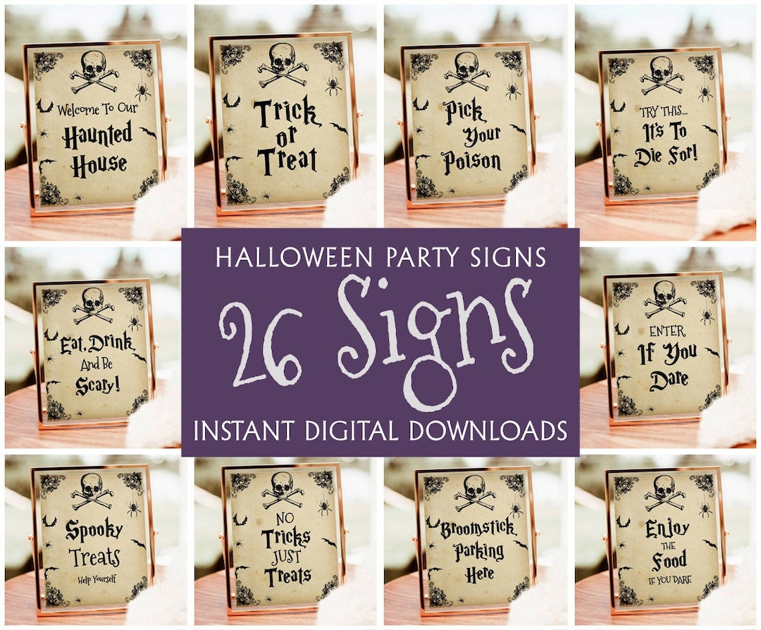 Halloween Party Sign Template, Halloween Party Decor, Halloween Signs ...