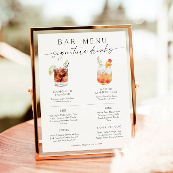 Bar Menu - Etsy