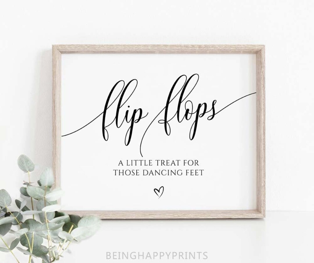 Flip Flops Wedding Sign Printable, Wedding Dancing Feet Sign, Flip Flop ...
