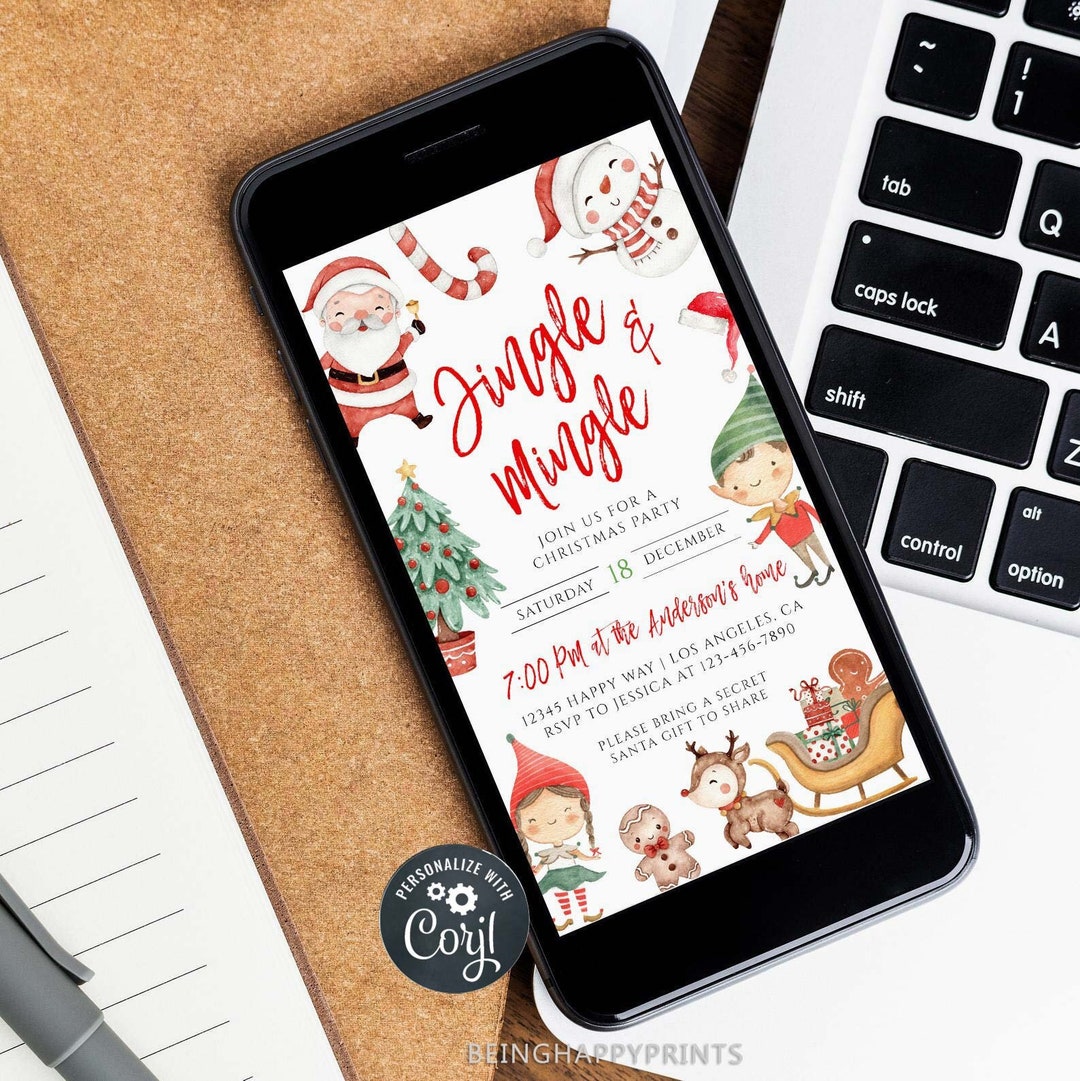 Christmas Party Invitation, Digital Christmas Invite, Electronic ...