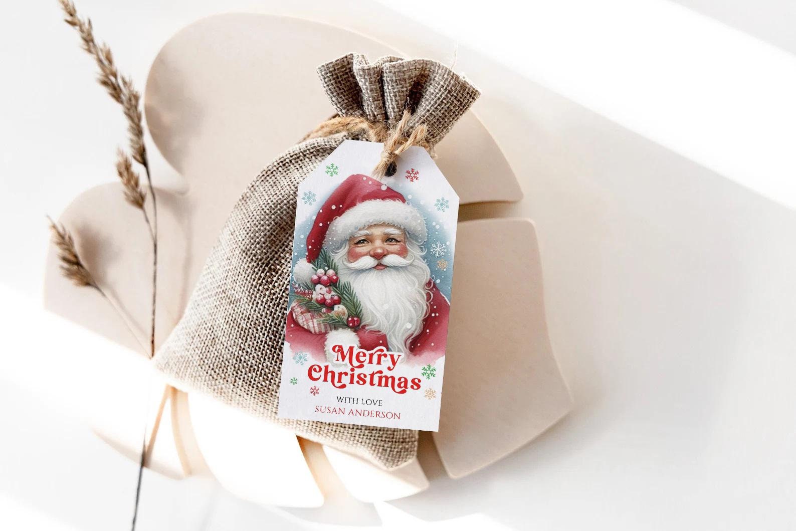 Printable Santa Claus Gift Tag, Editable Christmas Gift Tag ...