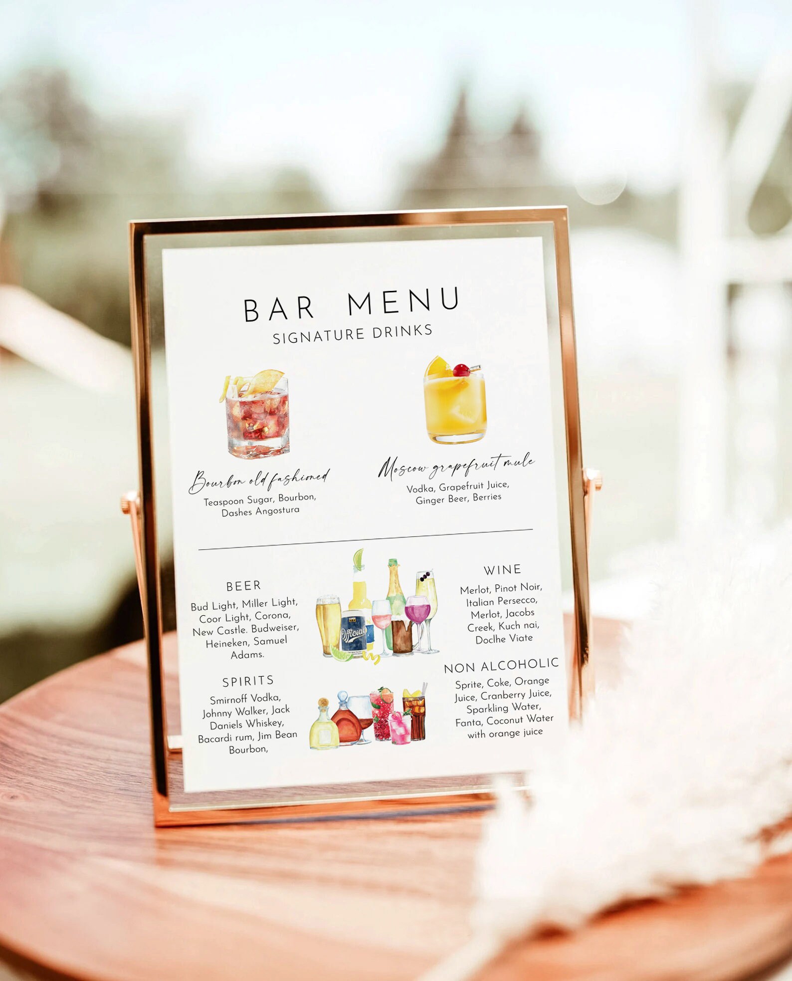 Bar Menu Template Modern Editable Drink Menu Template - Etsy
