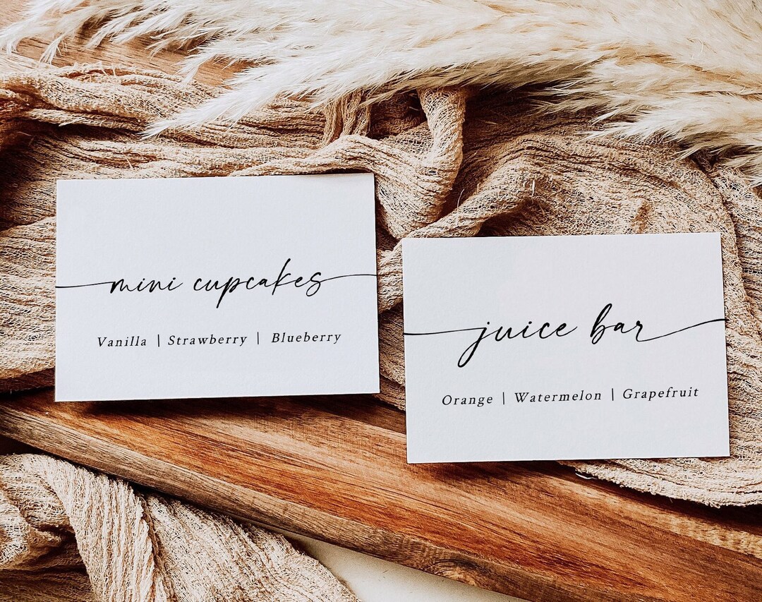 Minimalist Buffet Card Template, Modern Wedding Buffet Cards, Modern ...