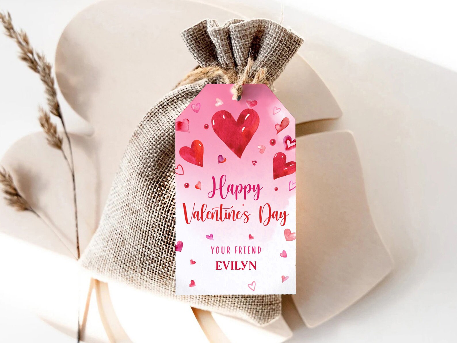 Editable Valentine's Day Tag Printable, Valentine's Day Gift Tag ...