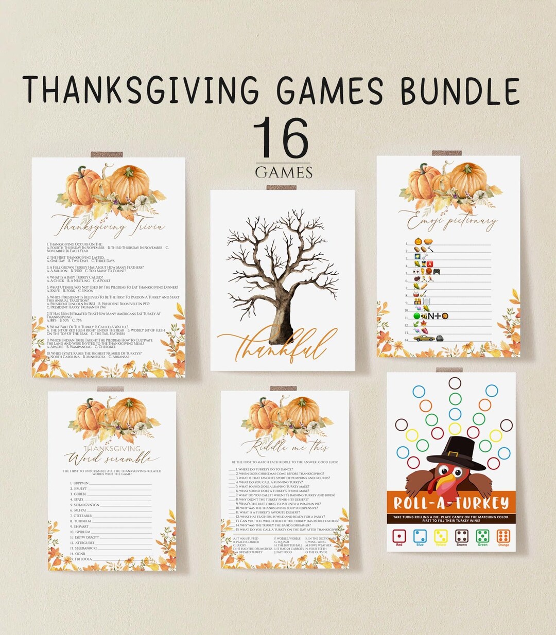 Thanksgiving Game Bundle Thanksgiving Party Games - Etsy