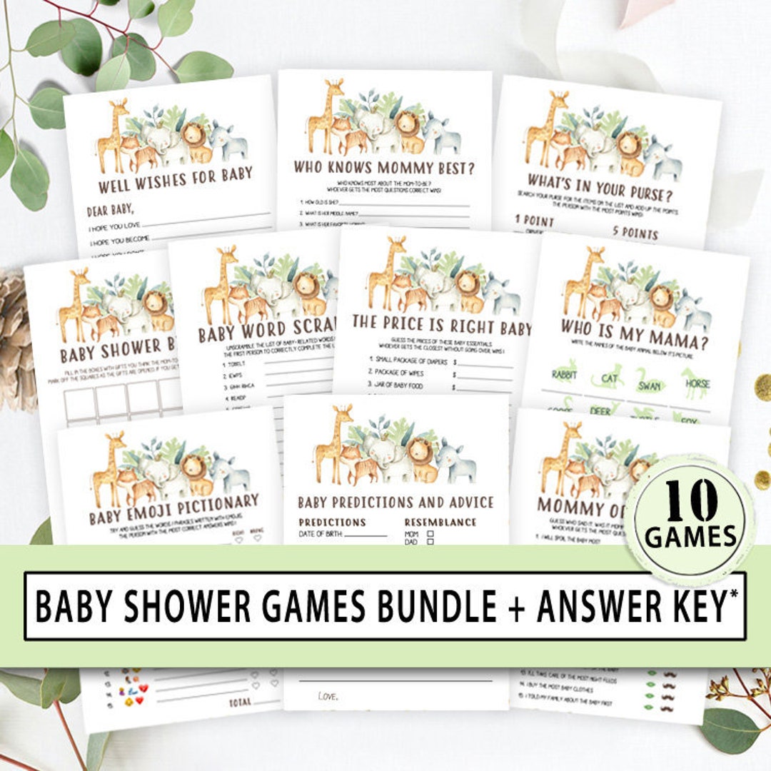 Safari Baby Shower Games Package, Safari Baby Shower Games Bundle ...
