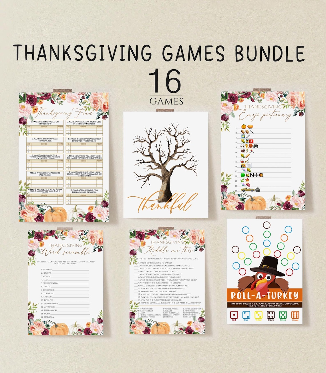 Thanksgiving Games Bundle Thanksgiving Games Friendsgiving - Etsy