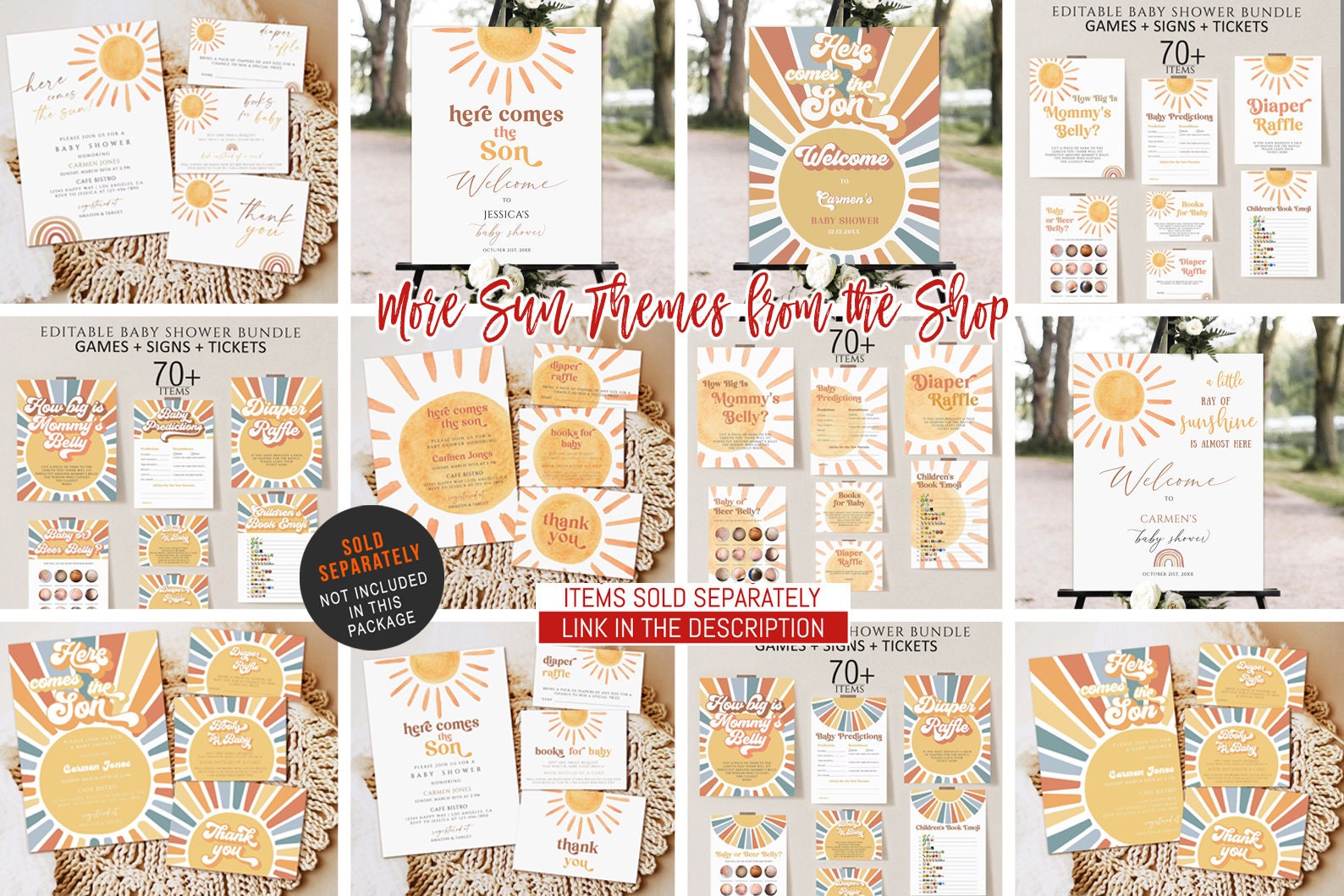 Editable Sun Baby Shower Games Bundle, Here Comes the Sun Baby Shower ...