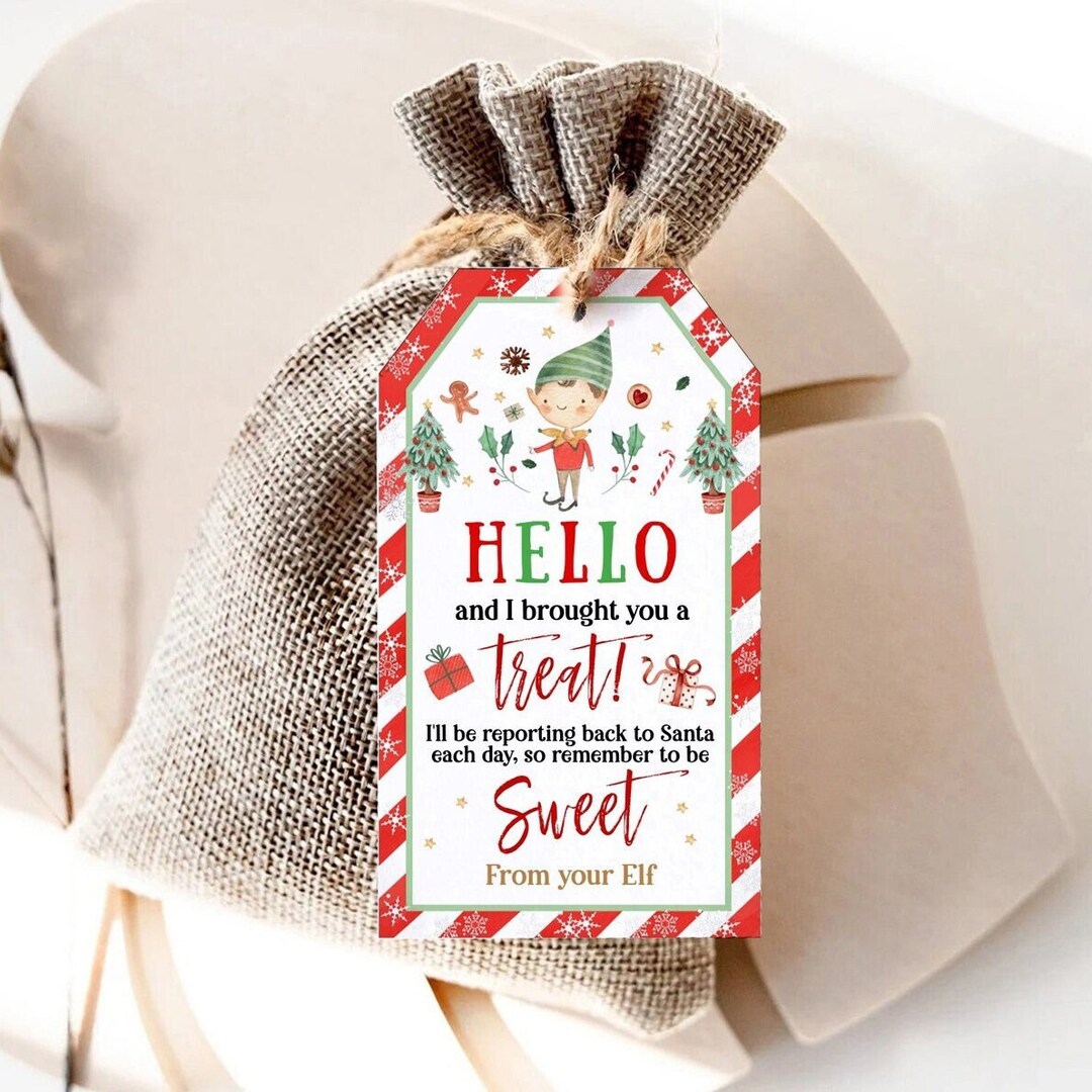 Editable Elf I'm Back Tags Elf Hello Tag Treat Tags Elf Return Elf ...