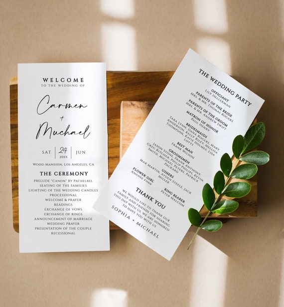Printable Wedding Program Template Fully Editable - Etsy