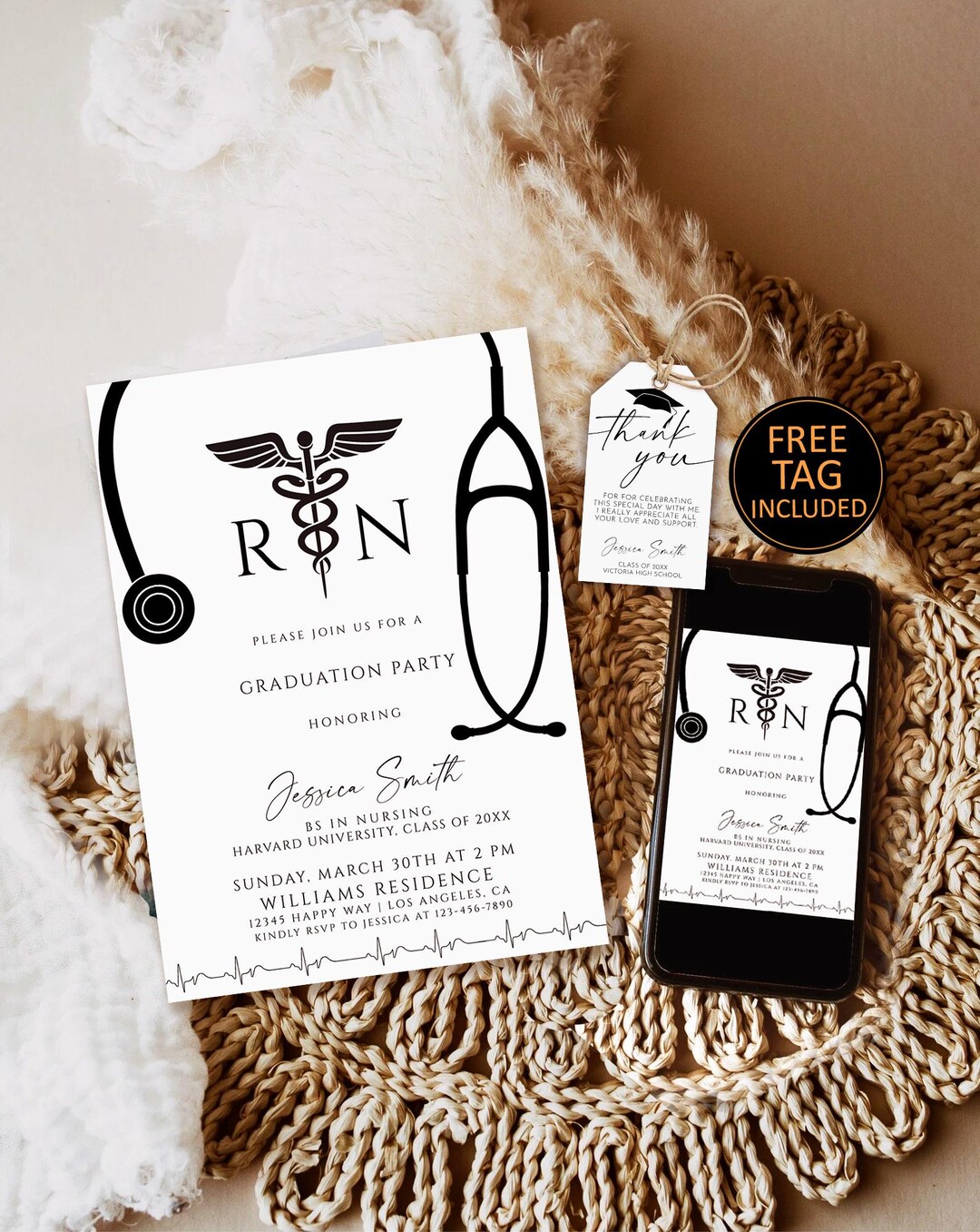 Nursing School Graduation Invitation, RN Grad Invite, Pinning Ceremony ...