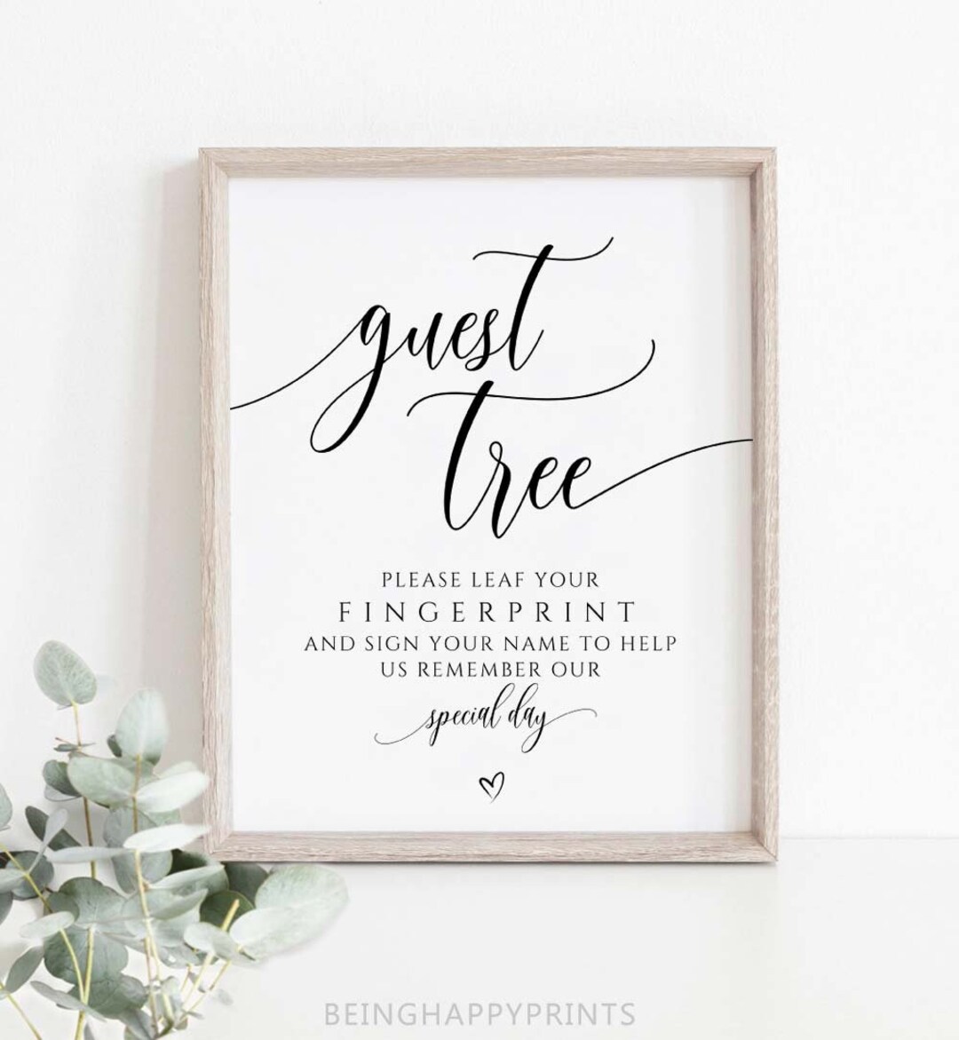 Guest Tree Fingerprint Sign, Wedding Thumbprint Guestbook Sign, 8x10 ...