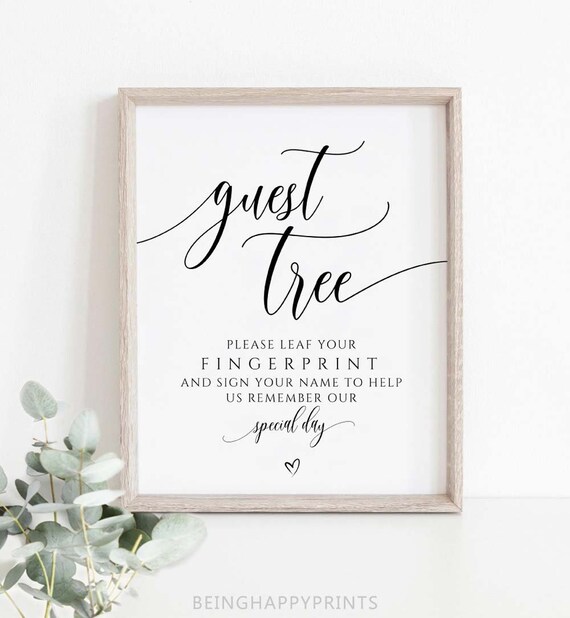 Guest Tree Fingerprint Sign Wedding Thumbprint Guestbook | Etsy