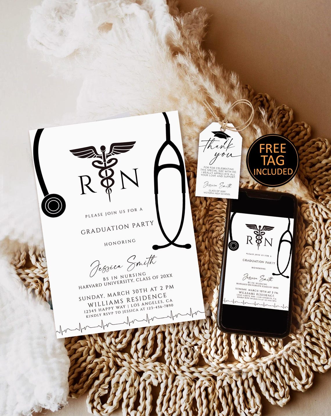 Nursing School Graduation Invitation, RN Grad Invite, Pinning Ceremony ...