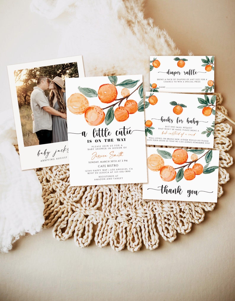 Little Cutie Baby Shower Invitation, Clementine Citrus Theme (instant ...