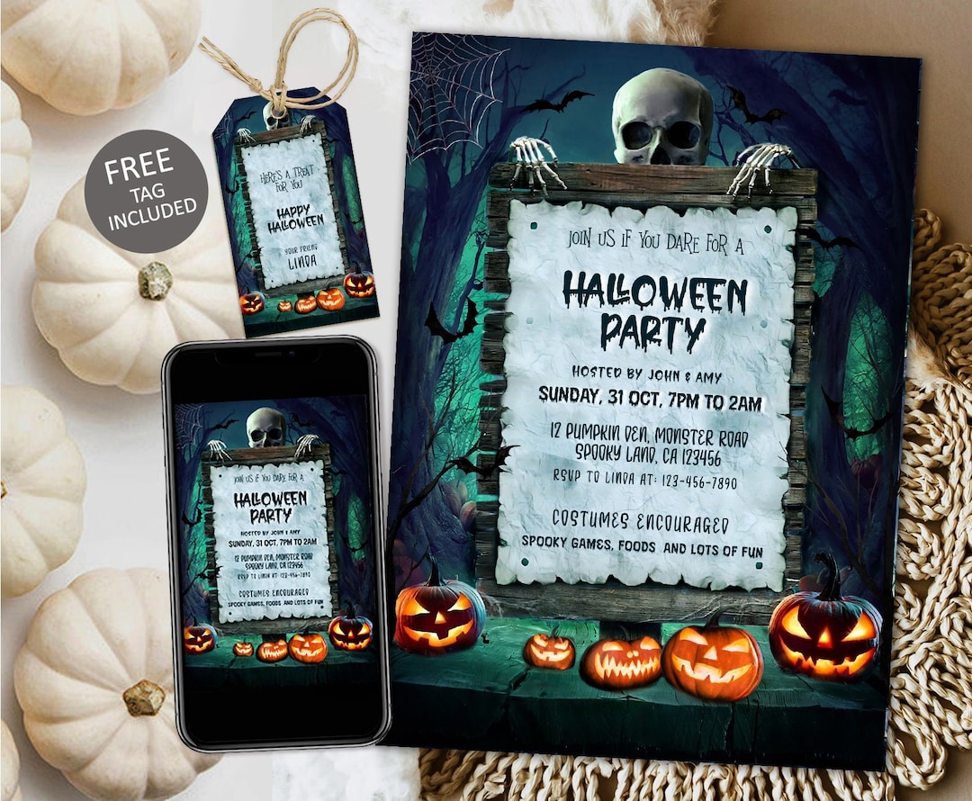 Editable Halloween Party Invitation Ghost Invitations - Etsy.de