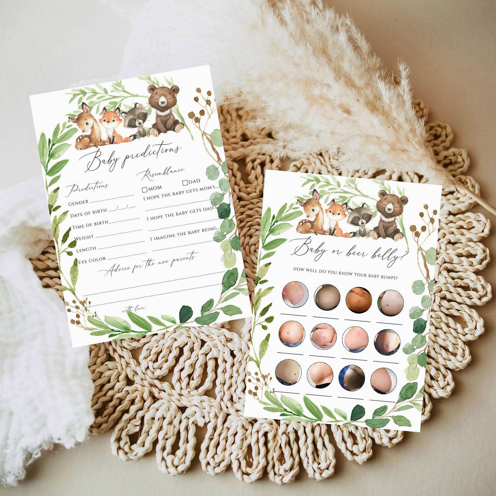 Woodland Baby Shower Games Bundle Woodland Animals Baby Shower Games ...