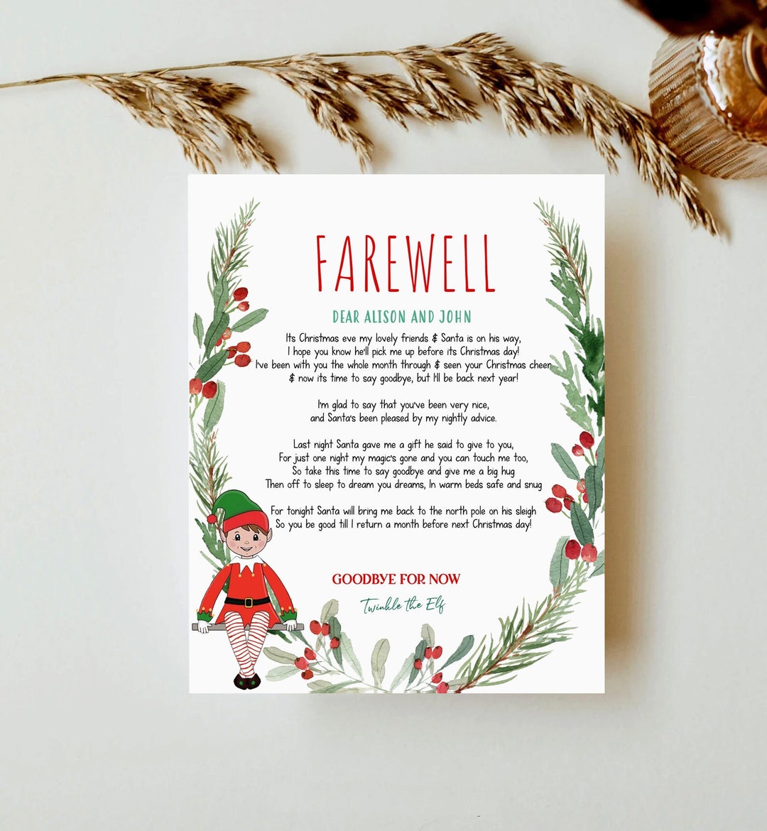 Editable Elf Farewell Letter Elf Goodbye Letter Elf Goodbye - Etsy ...