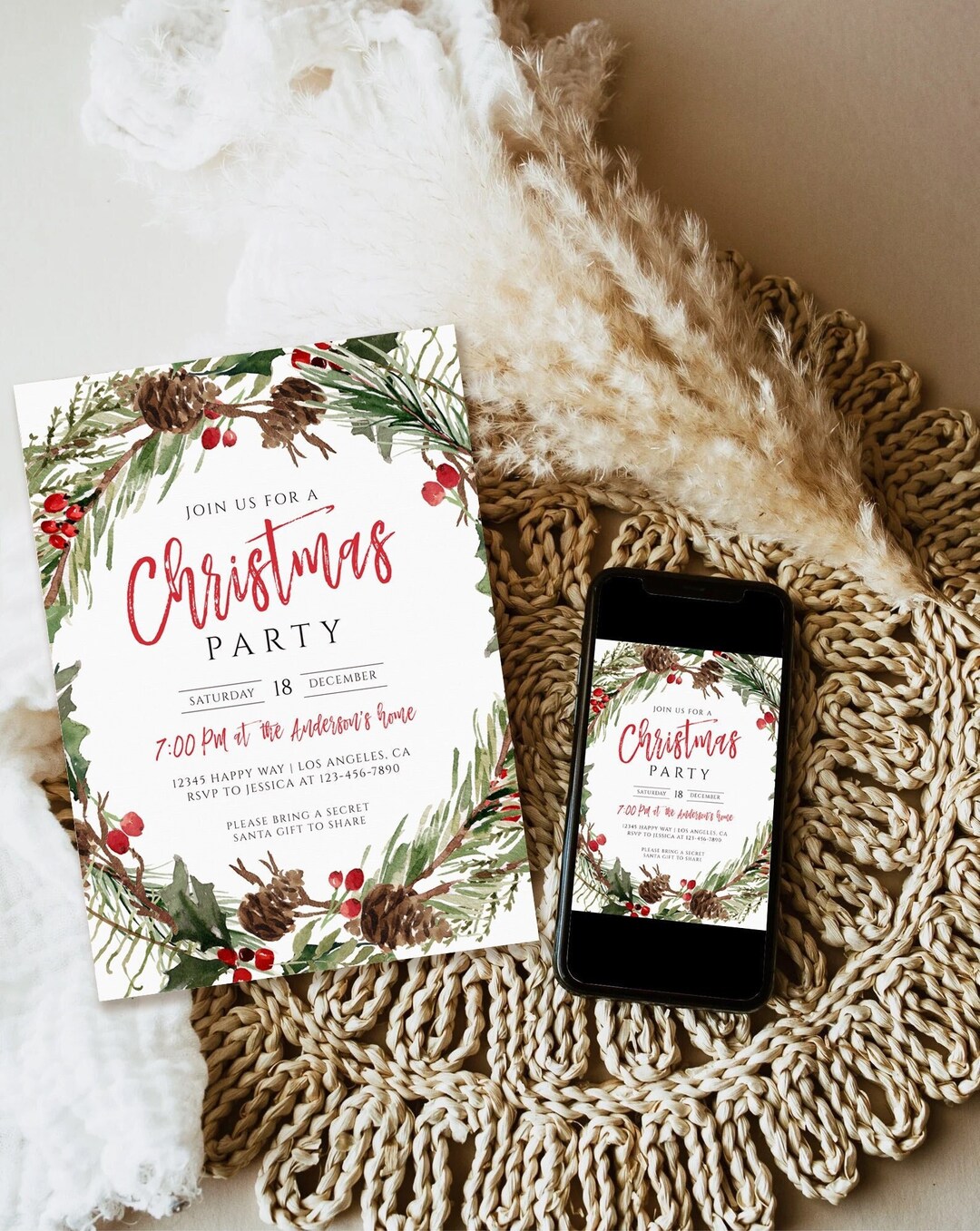 Editable Christmas Party Invitation, Christmas Party Invitation, Party ...