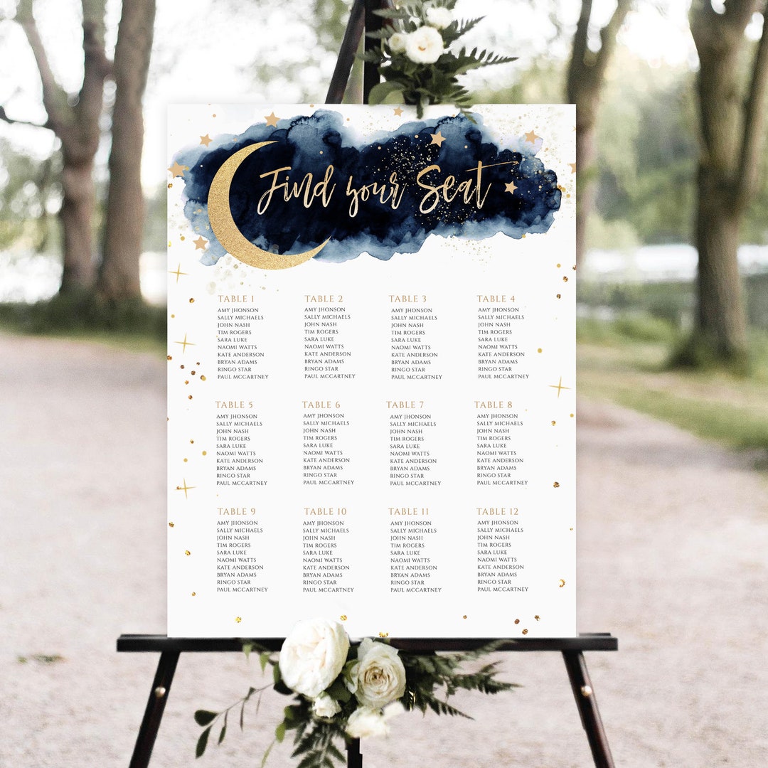 Baby Shower Seating Chart Template, Over the Moon Seating Plan ...