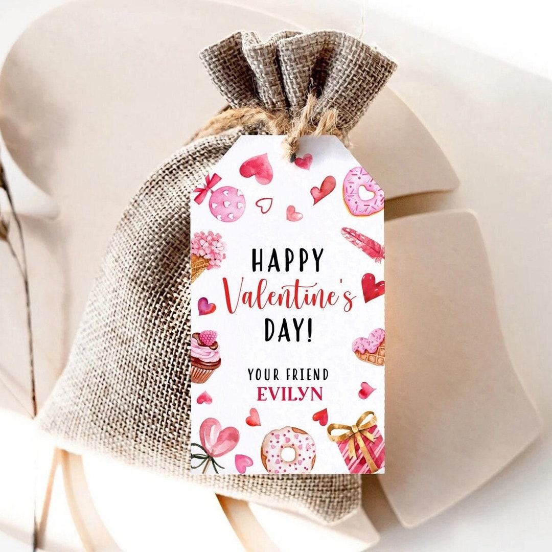 Editable Valentine's Day Gift Tag, Happy Valentine's Day Tag, Valentine ...
